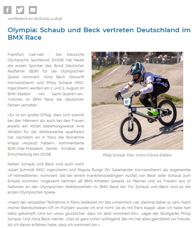 Alina Beck fährt zu den Olympischen Spielen 2024 in Paris! – BMX ...